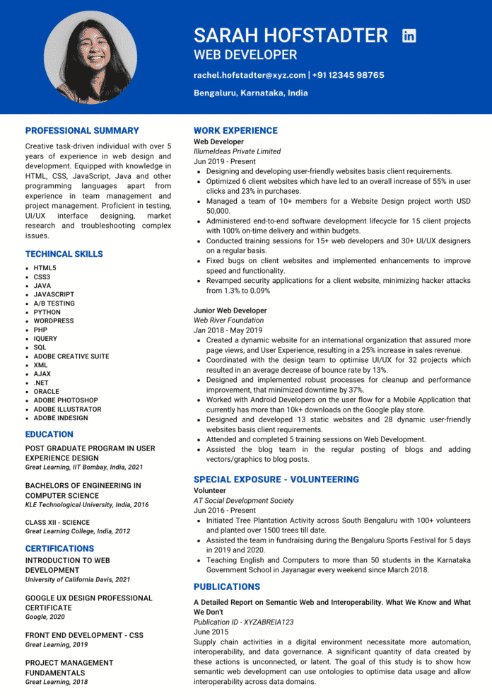 Web Developer Resume - Sample Template & Writing Guide