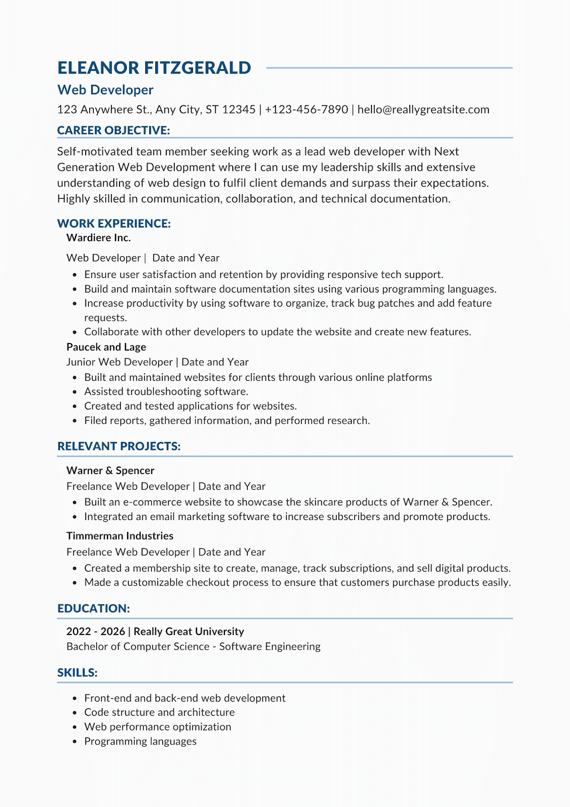 Career Objective for Resume for Freshers (with Examples)