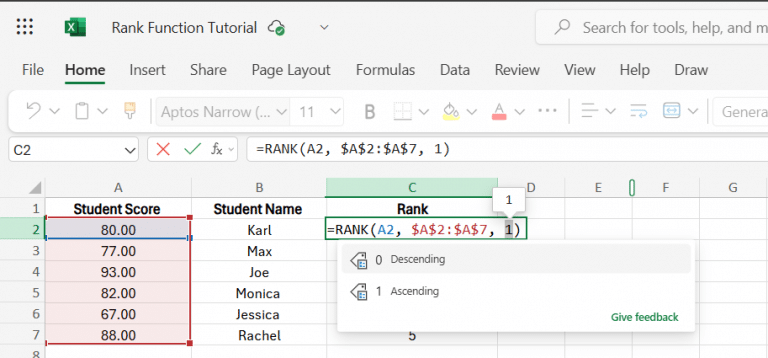 Rank Formula in Excel: Easy Guide to Use Rank Function