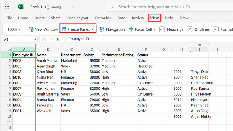How to Freeze/Unfreeze Panes in Excel
