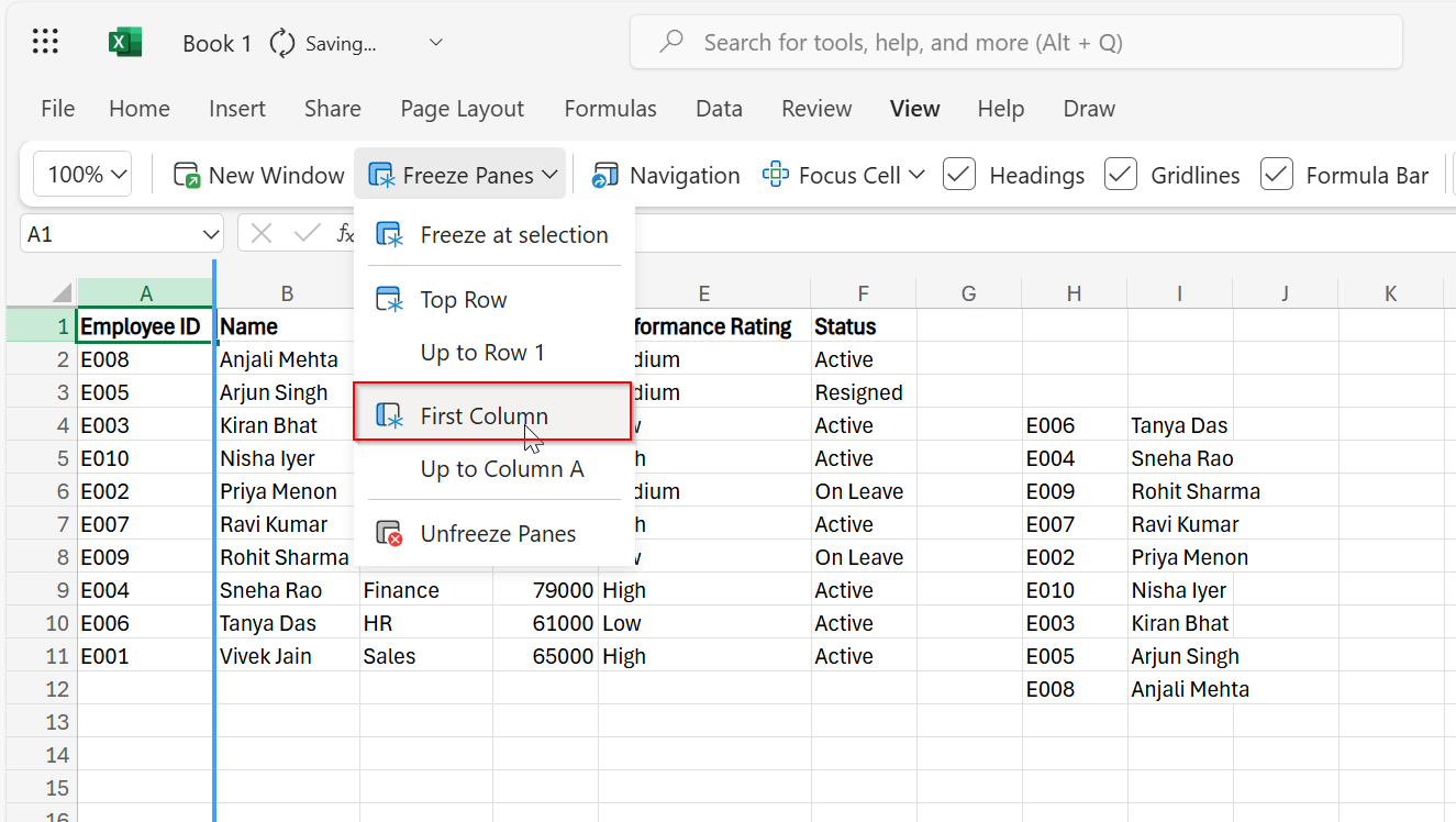 How to Freeze/Unfreeze Panes in Excel