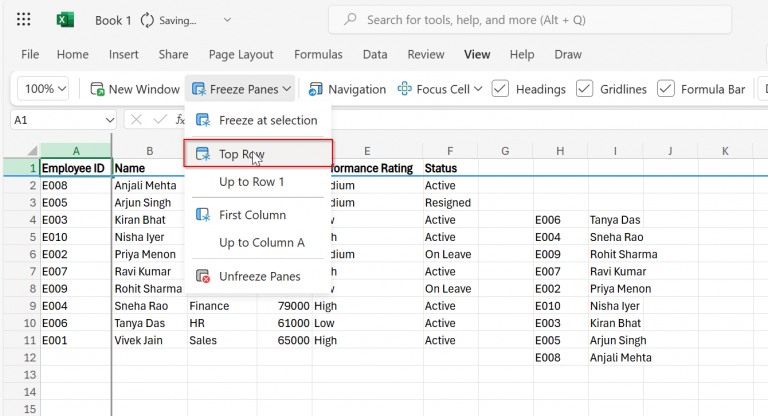 How to Freeze/Unfreeze Panes in Excel